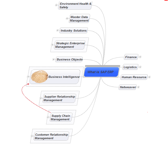 SAP Modules displayed as MindMap|SAP ERP MindMap